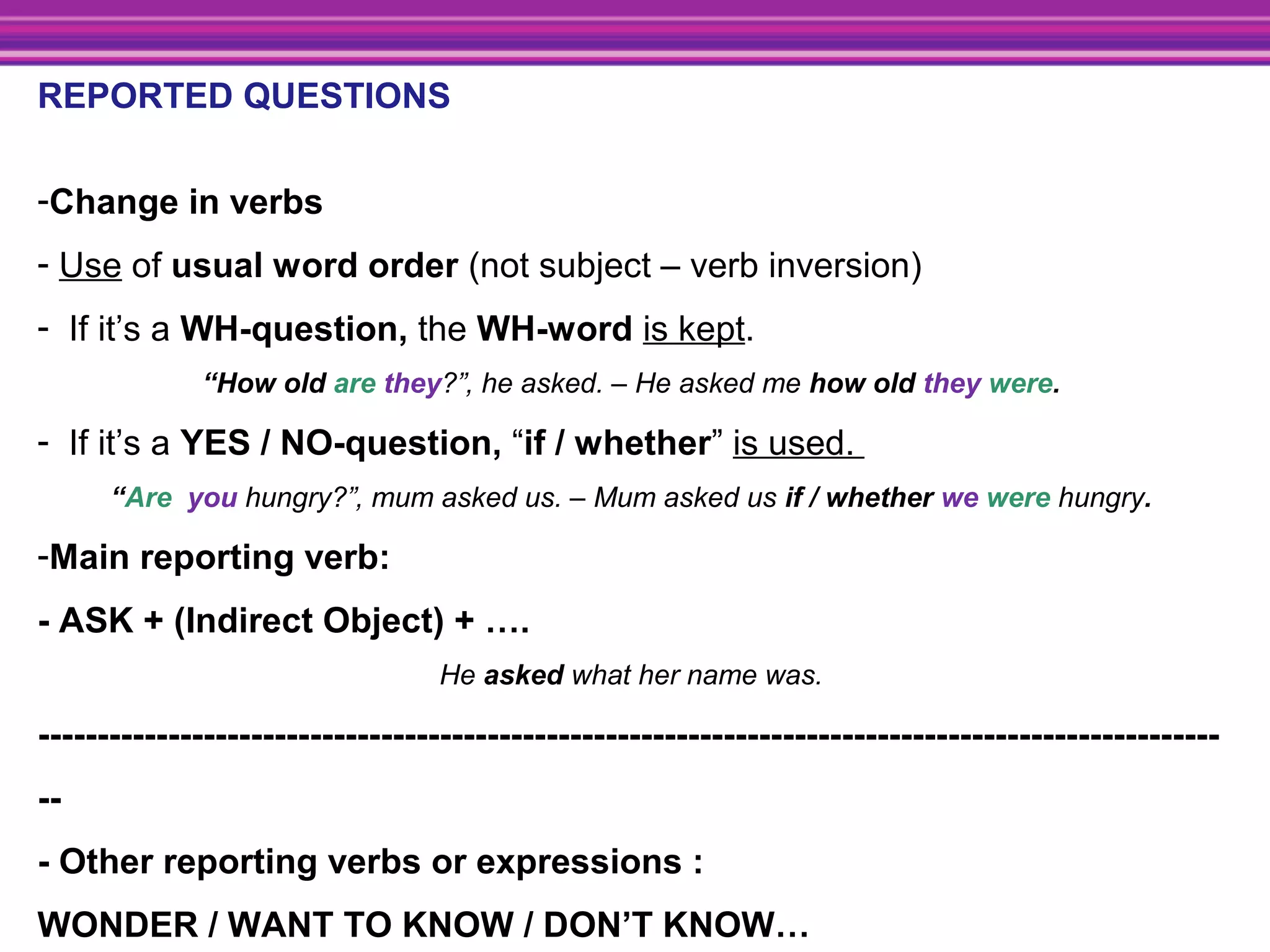 Reported speech bach | PPT