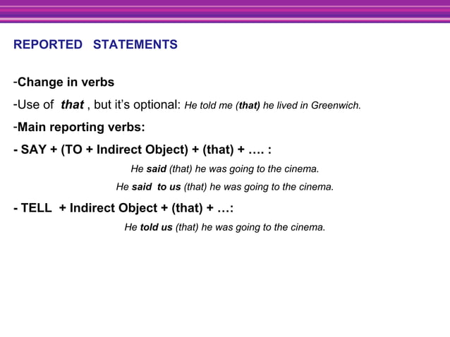 Reported speech bach summary | PPT