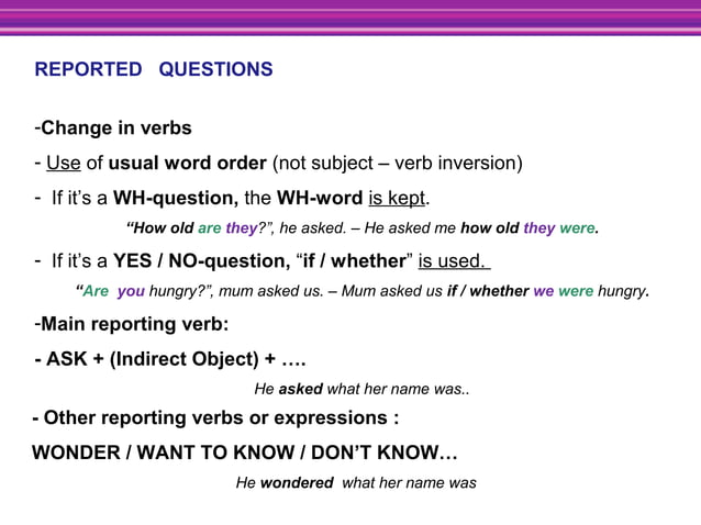 Reported speech bach summary | PPT