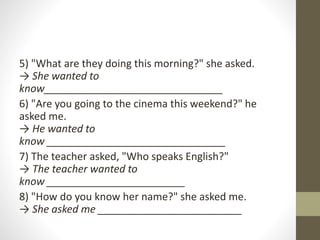 Reported speech excercises | PPT