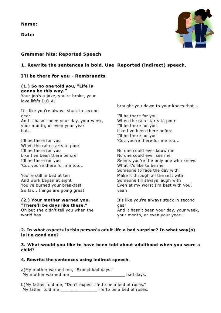 Reported Speech Dialogue Exercises For Class 10 Cbse With