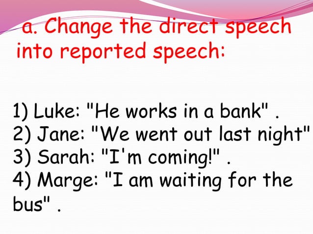 Reported speech exercises | PPT