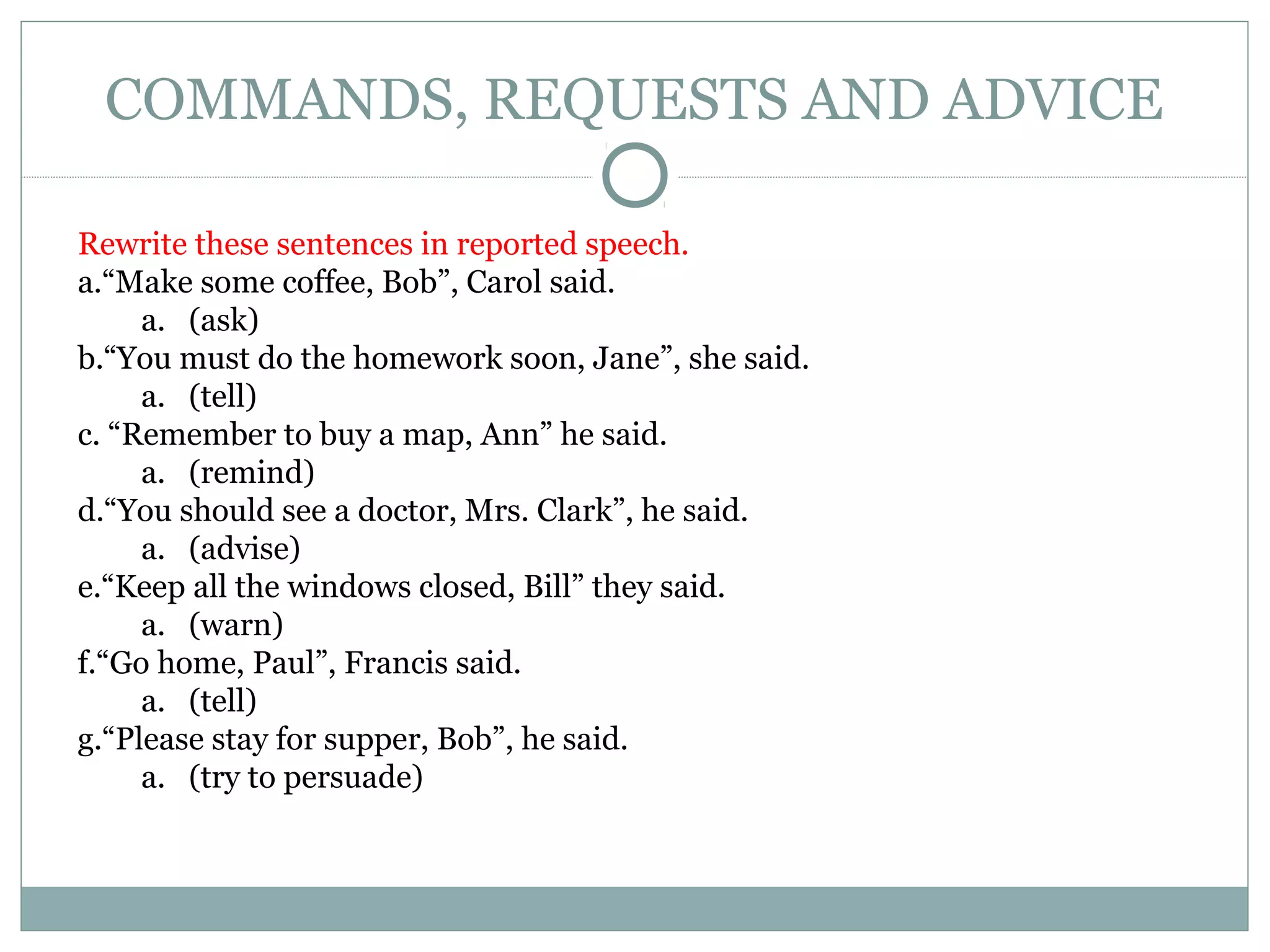 Reported speech exercises | PPT | Graduation | Personal Celebrations & Life Events