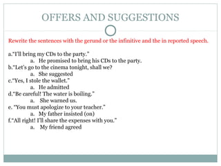 Reported speech exercises | PPT