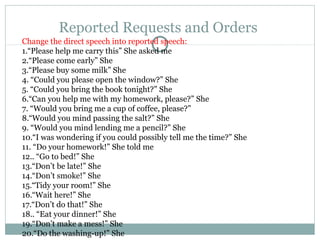 Reported speech exercises | PPT