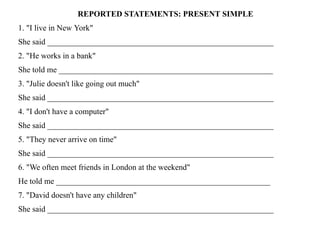 REPORTED SPEECH EXERCISESREPORTED SPEECH EXERCISES | PDF
