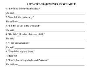 REPORTED SPEECH EXERCISESREPORTED SPEECH EXERCISES | PDF