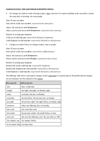 Reported speech explanation | DOCX