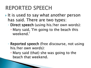 Reported Speech I: Statments | PPTX