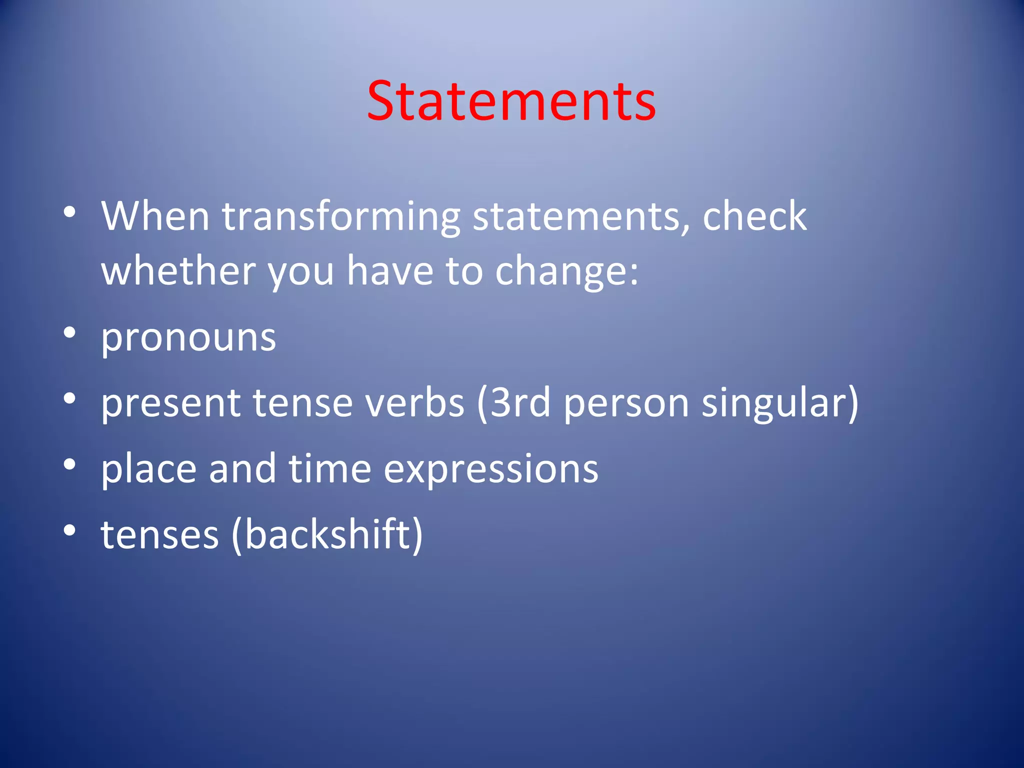 Reported speech (indirect speech) | PPT