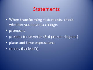 Reported speech (indirect speech) | PPT