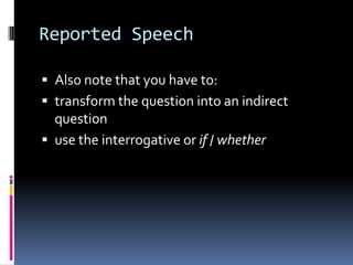 Reported speech (indirect speech) | PPT