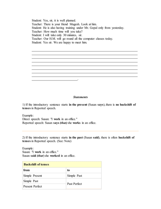 Reported speech | PDF