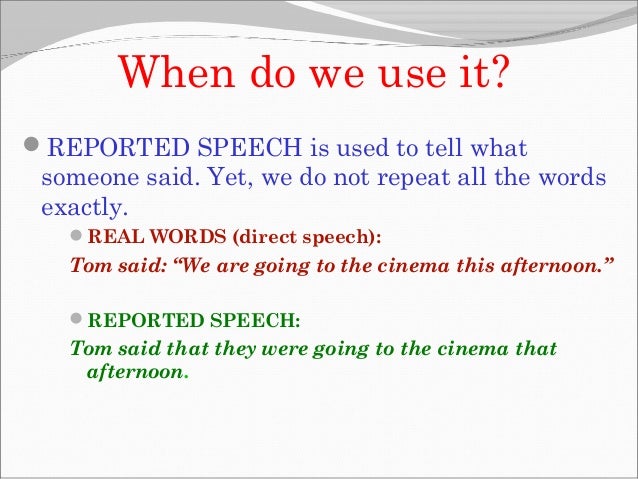 Reported speech powerpoint