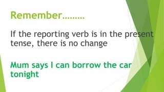 Reported speech powerpoint upr int | PPTX