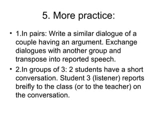 Reported Speech Practice And Theory | PPT