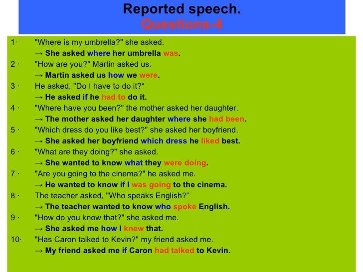 Reported speech questions