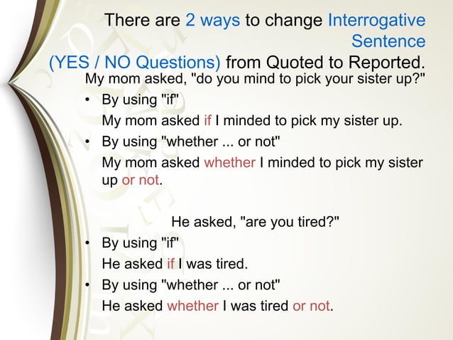 Reported Speech - Verb Form in Noun Clause | PPT