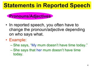 Reported speech statements | PPT