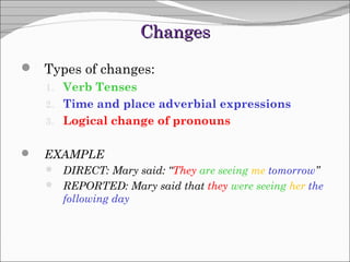 Reported speech statements questions and commands | ODP