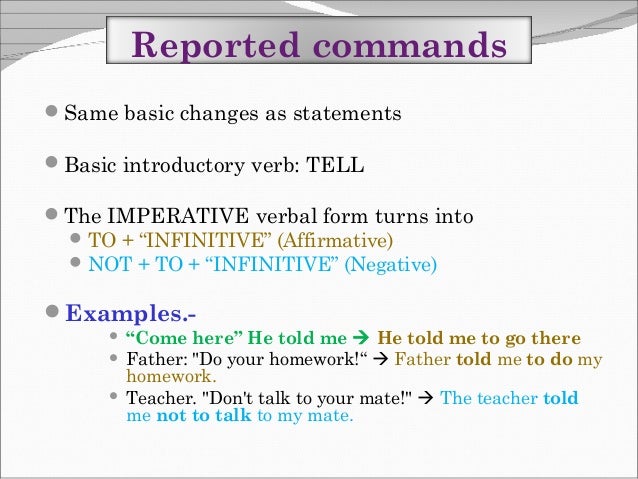 Reported Speech Statements Questions And Commands