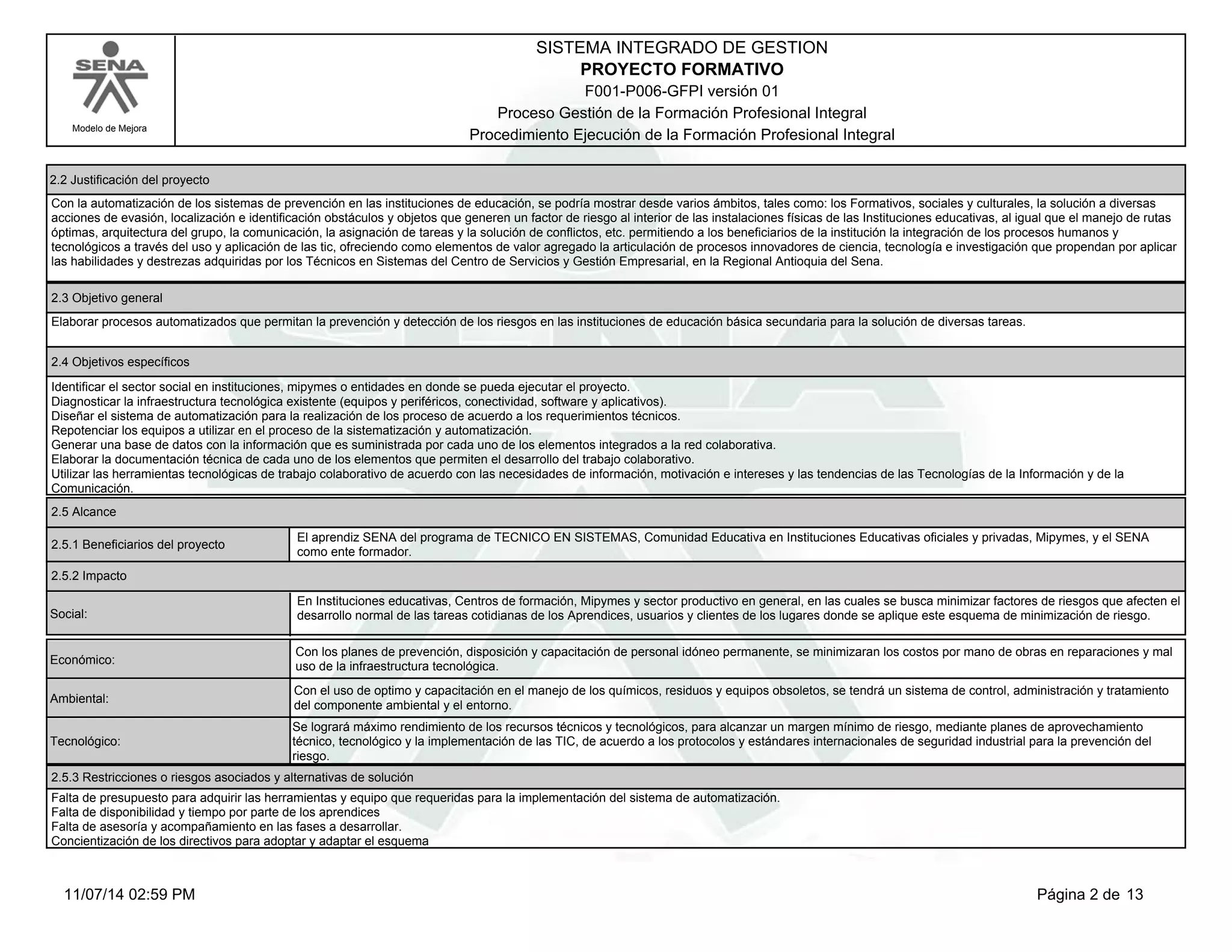 Reporte proyecto formativo 686783 | PPT
