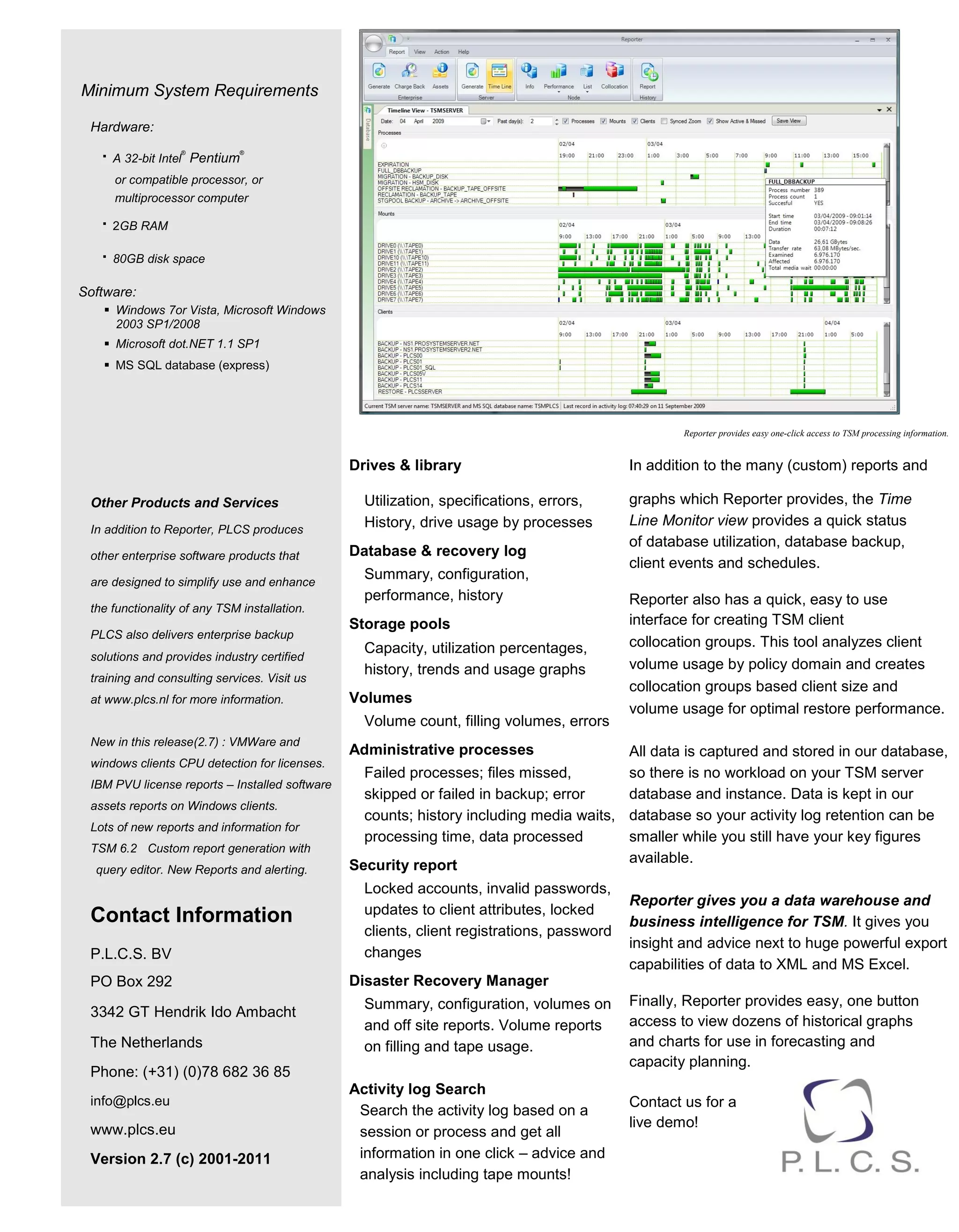 Reporter for IBM TSM data sheet 2.7 | PDF