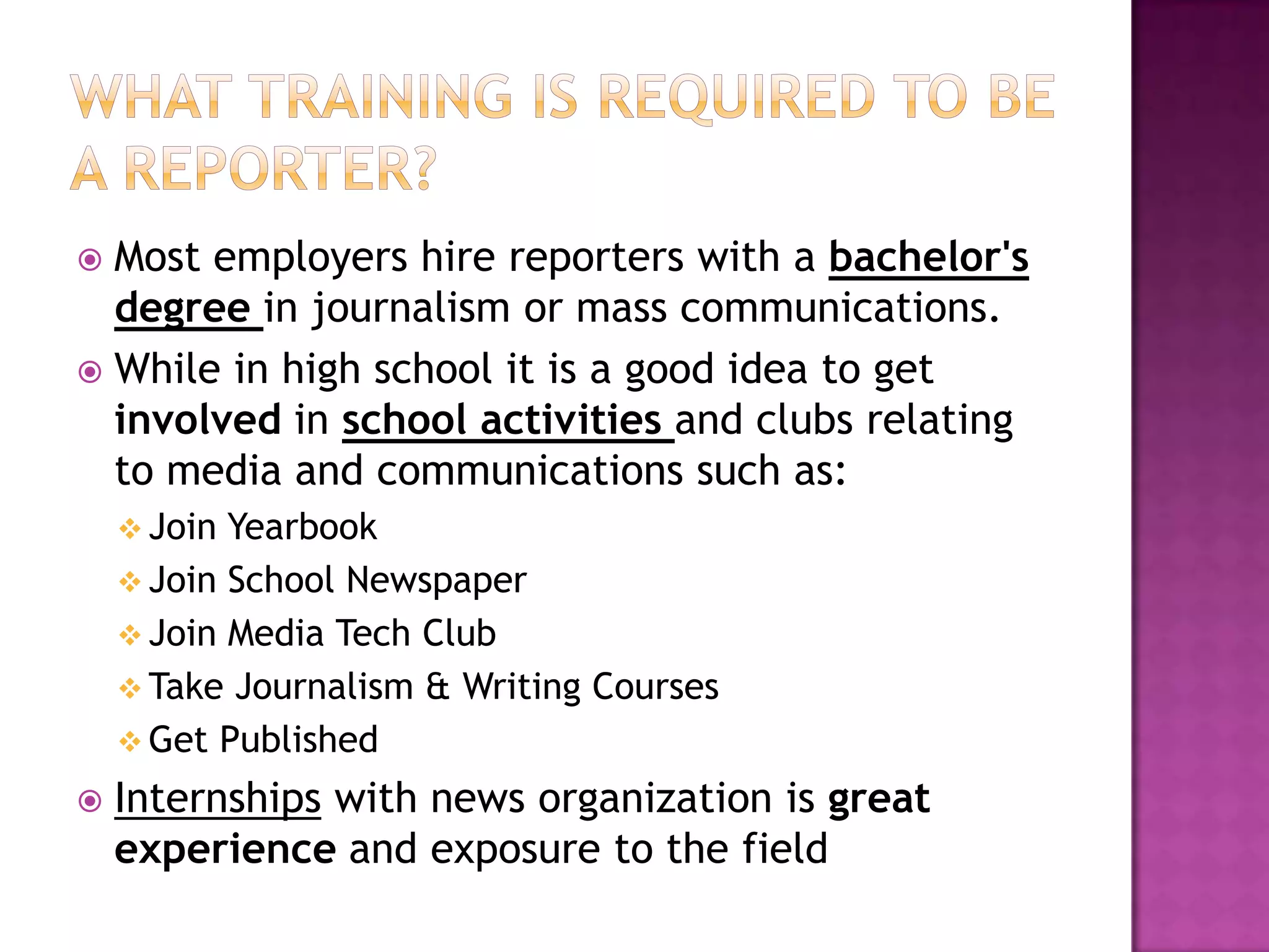 Reporter presentation | PPTX