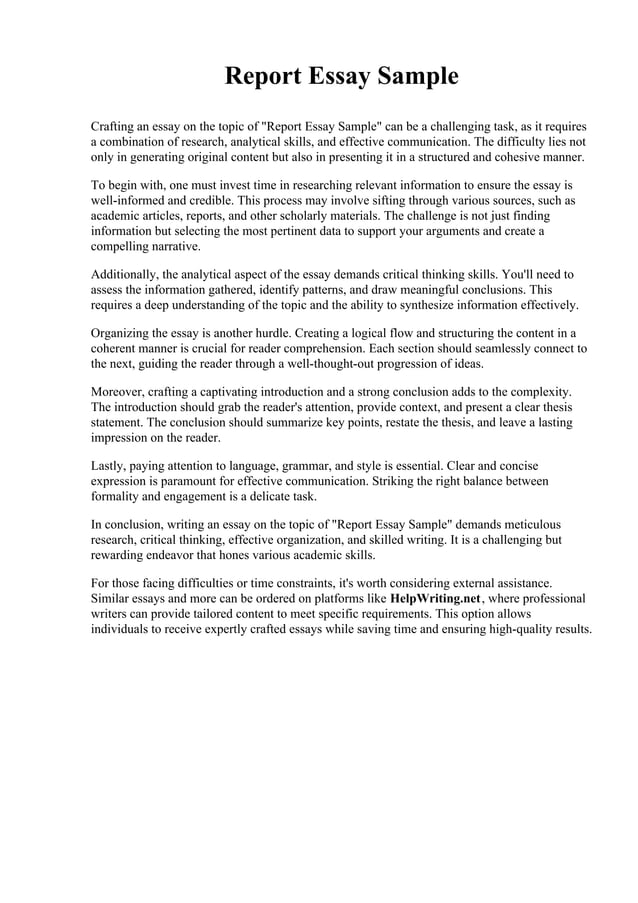 Report Essay Sample. Cornish College of the Arts | PDF