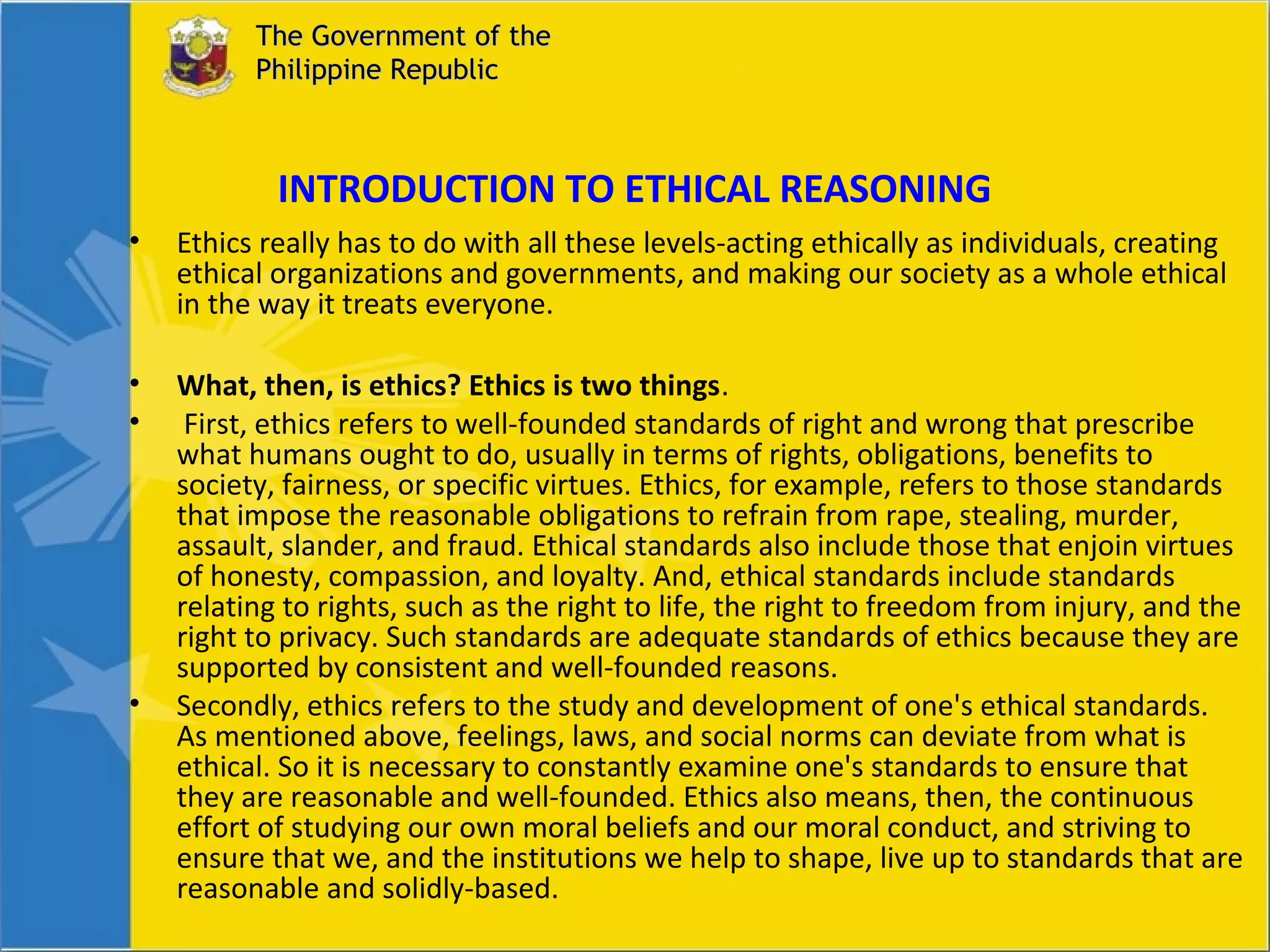 Report ethics in government service | PPT