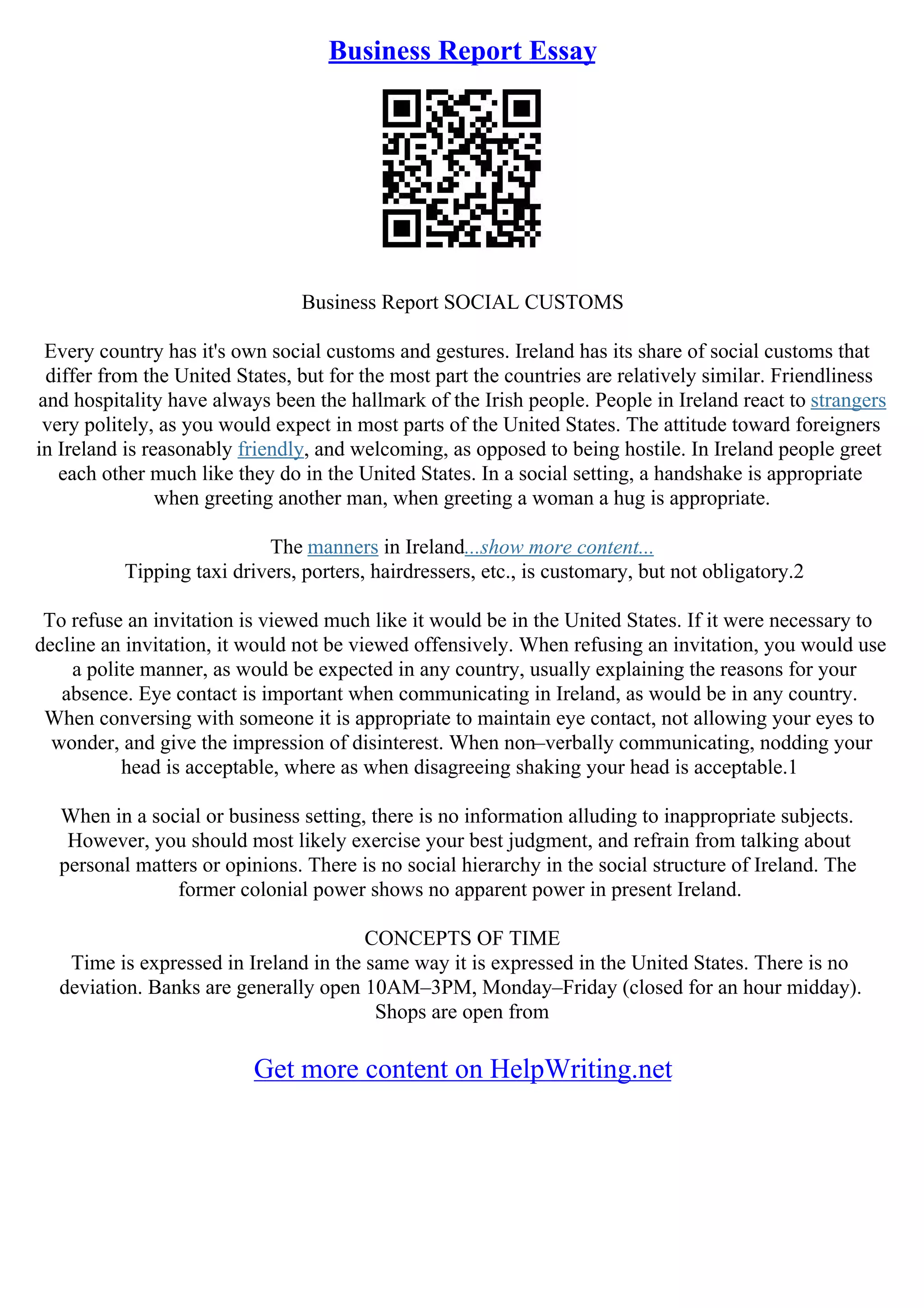 Report Example Essay | PDF