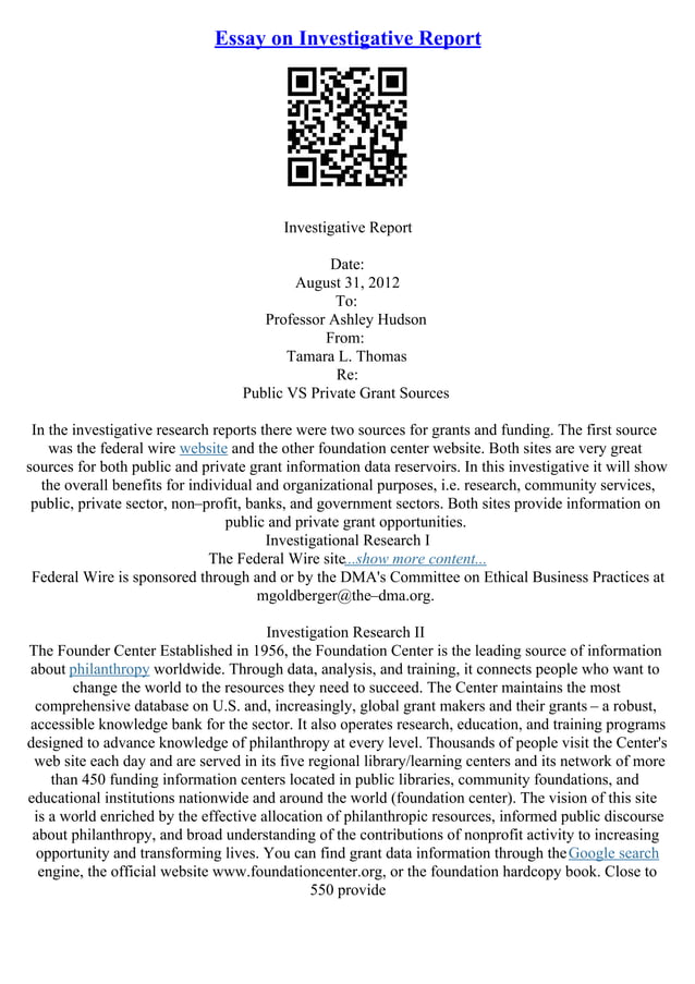 Report Example Essay | PDF