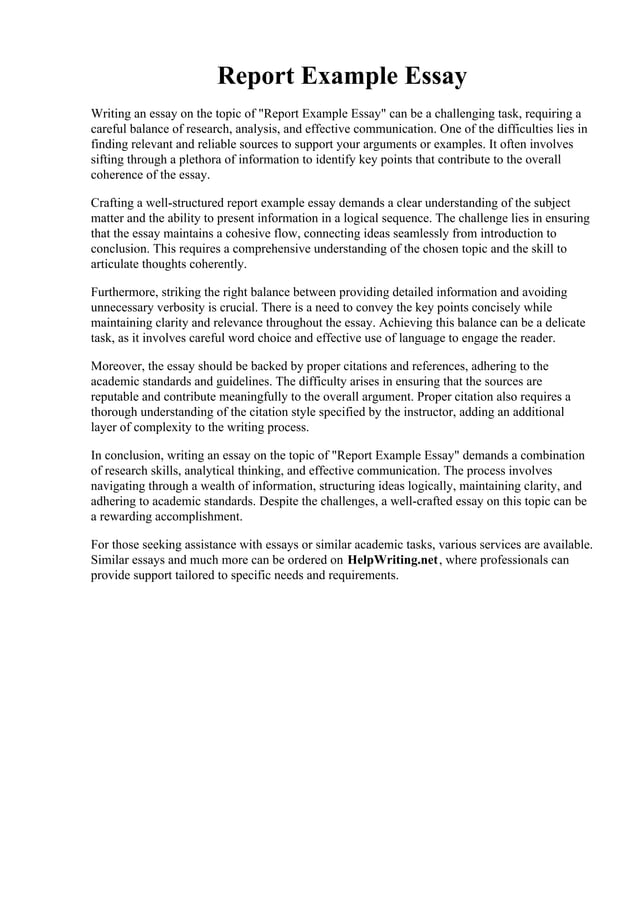Report Example Essay | PDF