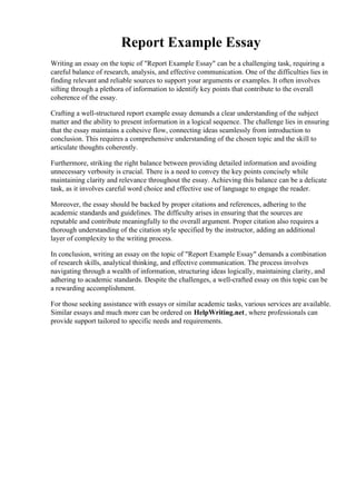 Report Example Essay | PDF