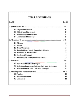 Report exploring the Managerial Activities of DBBL | PDF