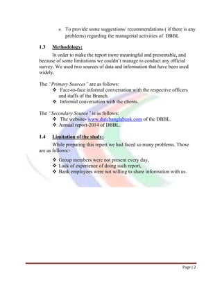 Report exploring the Managerial Activities of DBBL | PDF