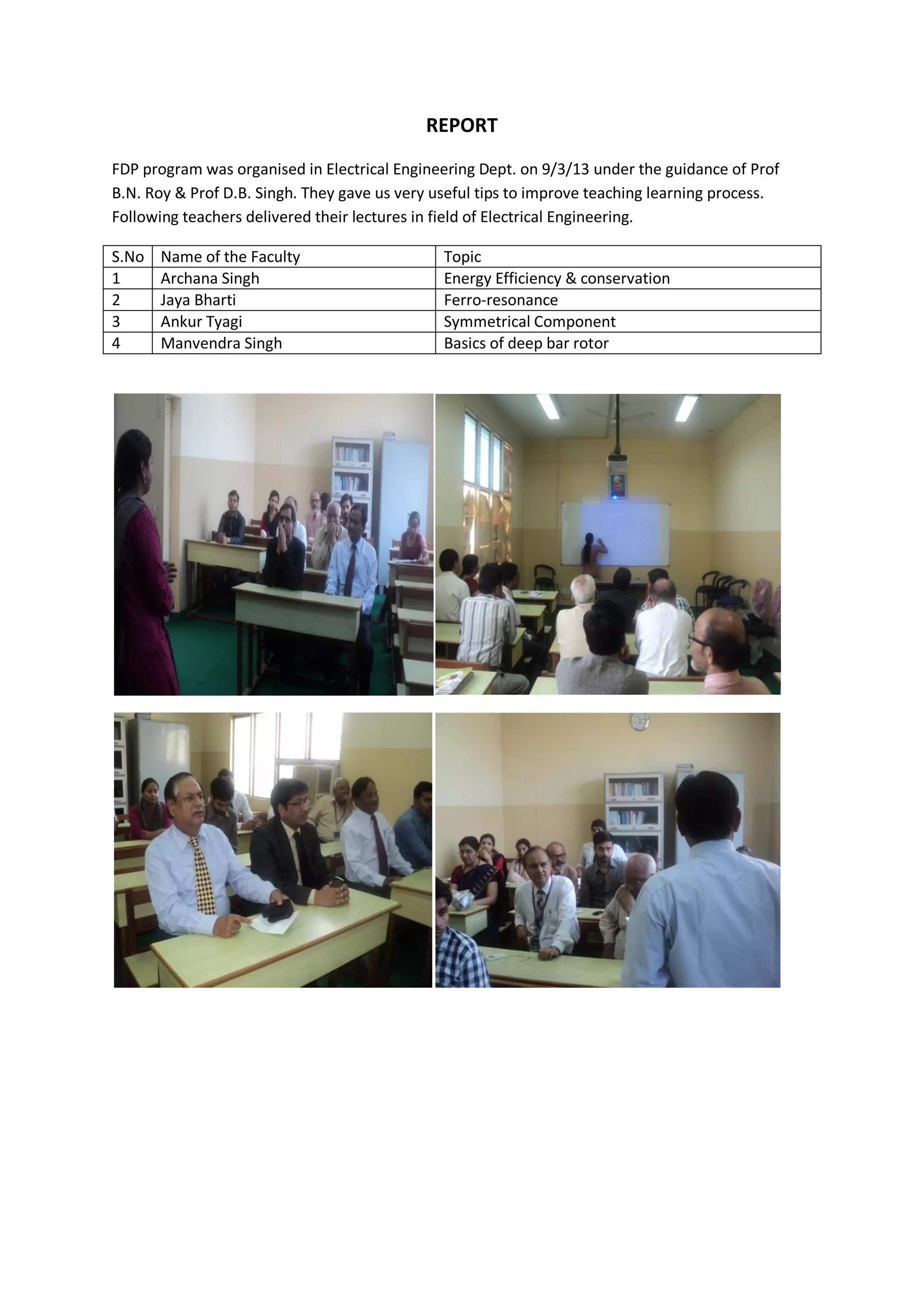 Faculty Development Programme In Electrical Engineering Department Pdf