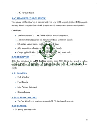 Report on Online Banking, Mobile Banking and ATM Service of Islami Bank ...