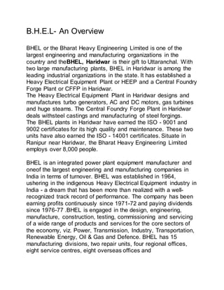 BHEL MECHANICAL ( 4TH YEAR ) INTERNSHIP -BLOCK-3(TURBINE SHOP) | DOCX