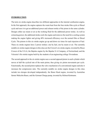 A Seminar Report On Six Stroke Engine | PDF
