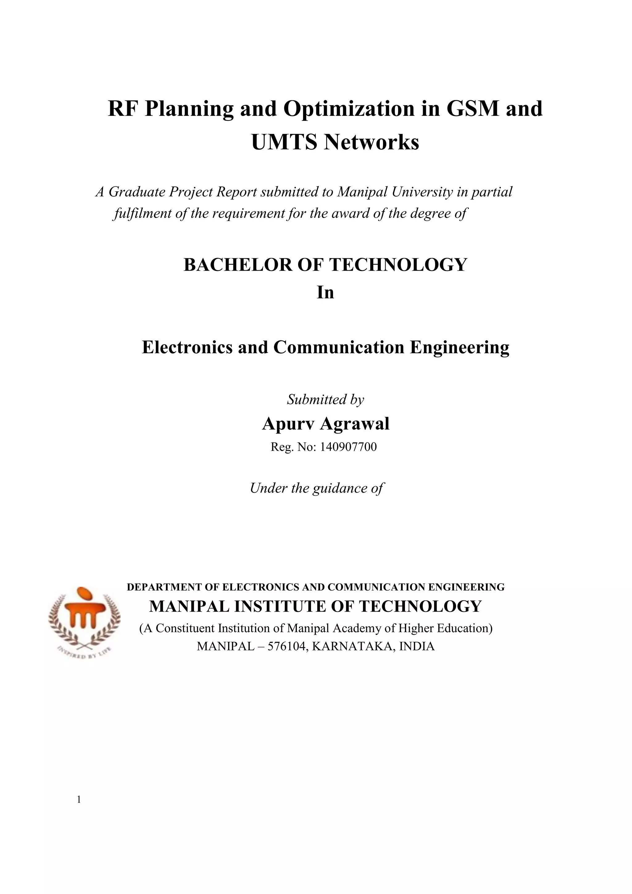 RF Planning and Optimization in GSM and UMTS Networks | PDF