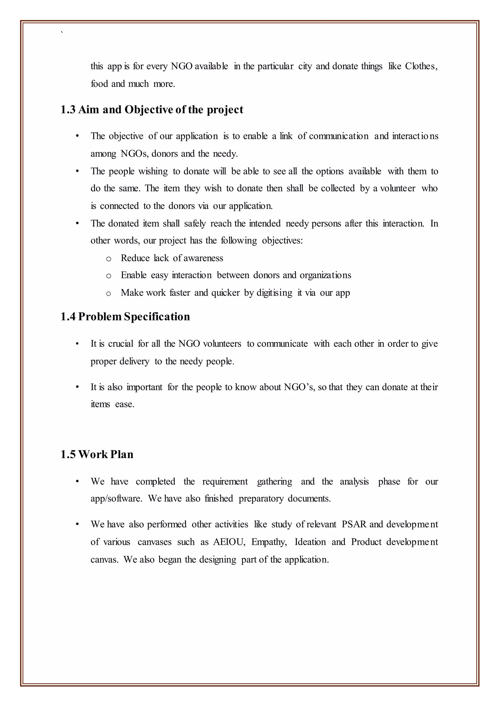 Food donation project report I | DOCX