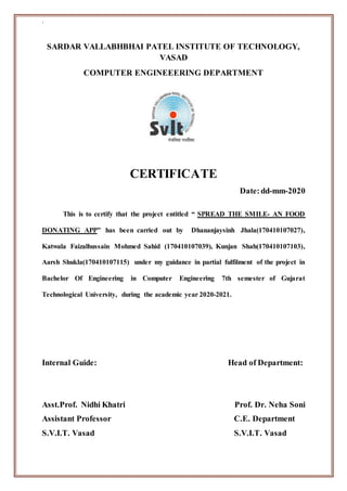 Food donation project report I | DOCX