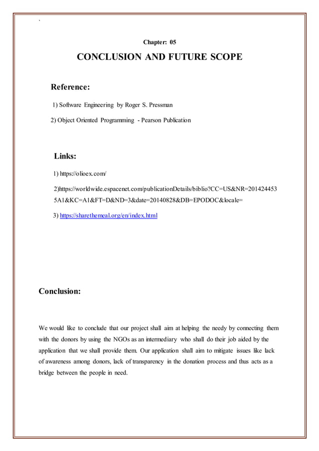 Food donation project report I | DOCX