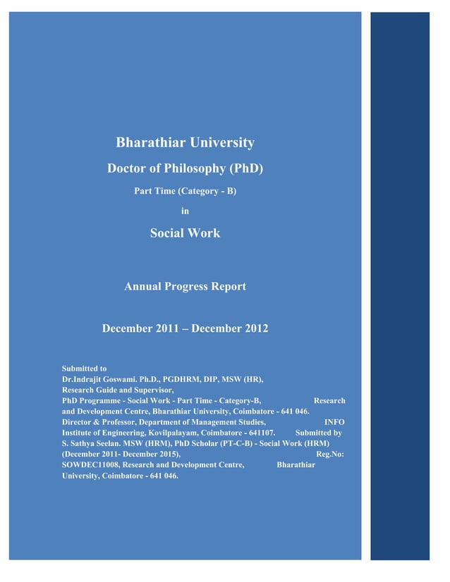 PhD Annual Report first page & detailed table of contents | DOCX | Email | Internet