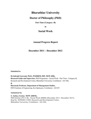 PhD Annual Report first page & detailed table of contents | DOCX