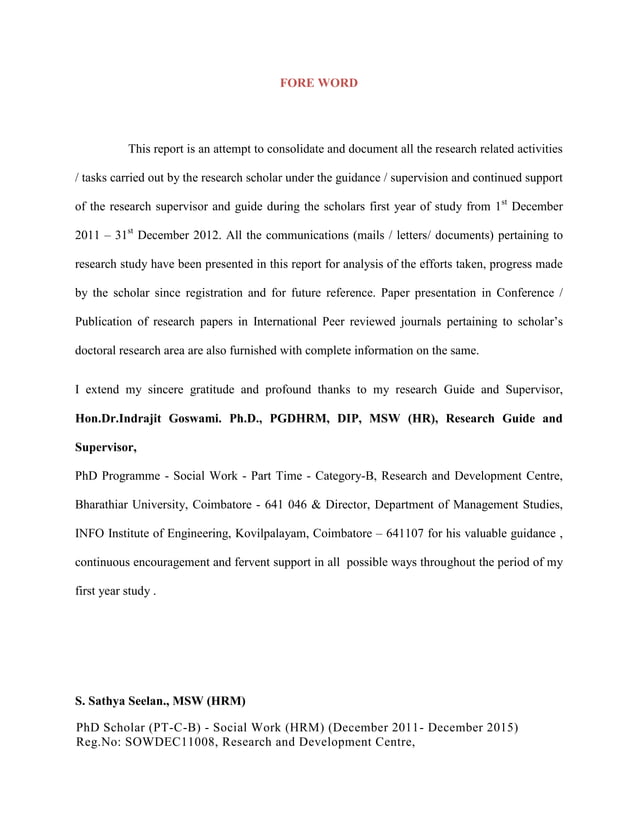 PhD Annual Report first page & detailed table of contents | DOCX | Email | Internet