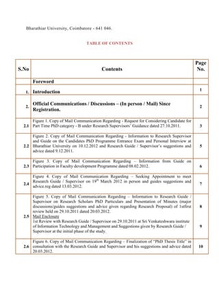 PhD Annual Report first page & detailed table of contents | DOCX