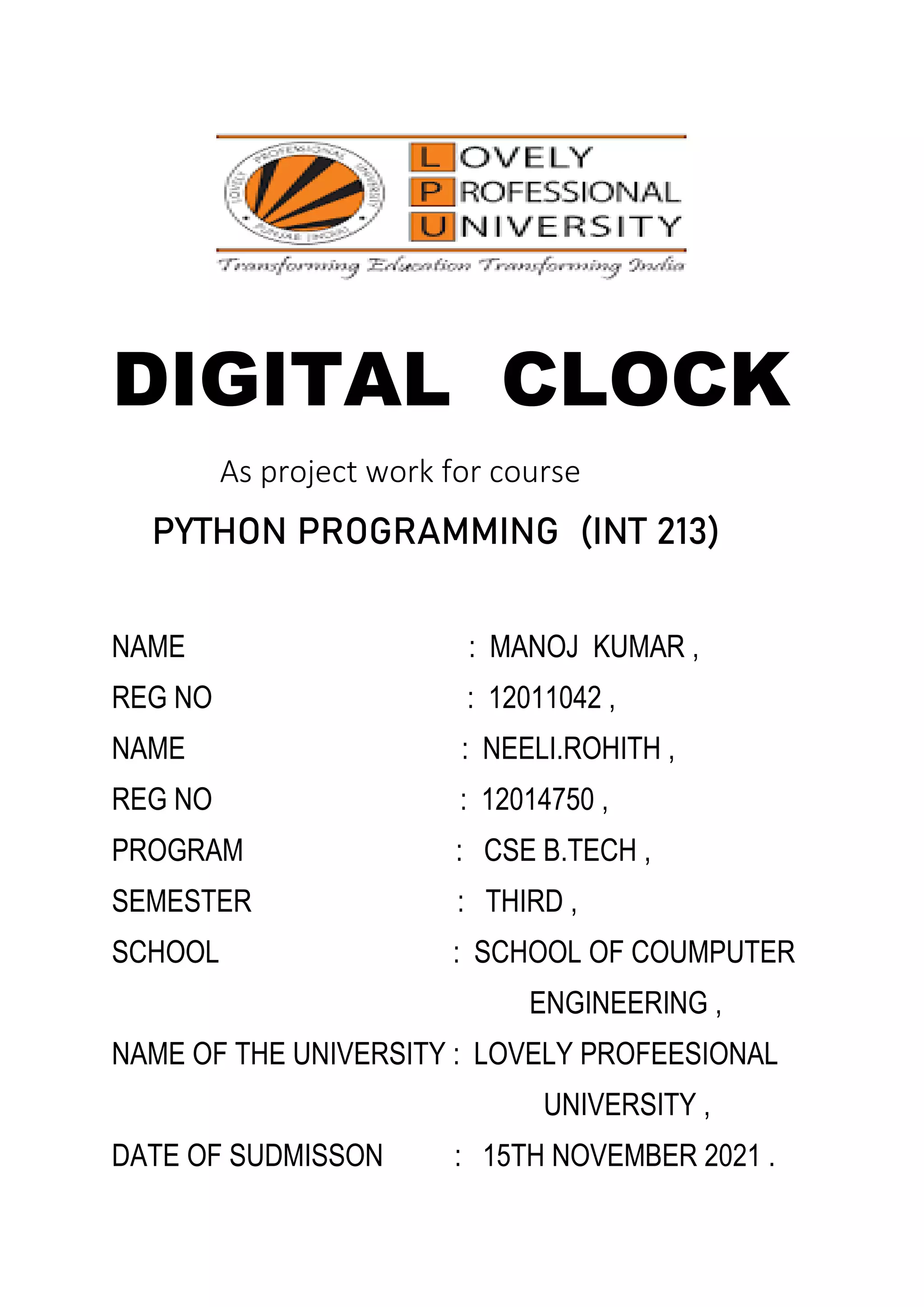 Report for DIGITAL CLOCK 12011042 Manoj.pdf