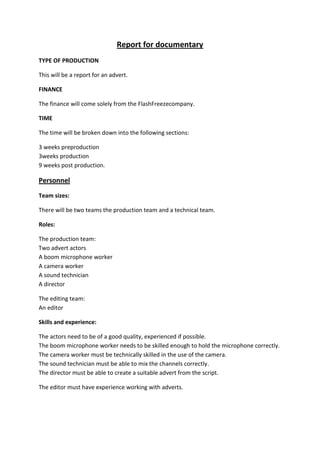 Report for documentary | DOCX